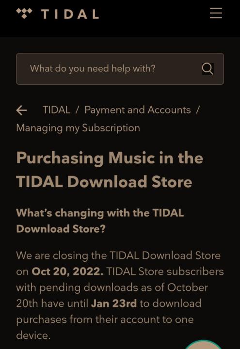Tidal Music Store closed down 20 October 2022 - General Discussion ...