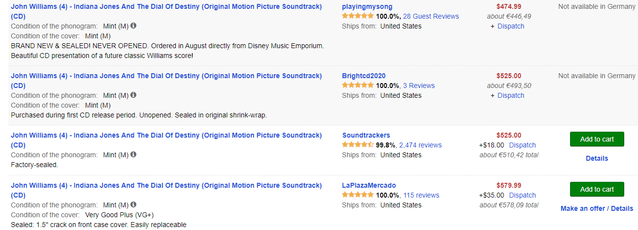 What's the status of your Dial of Destiny CD order? - JOHN WILLIAMS ...