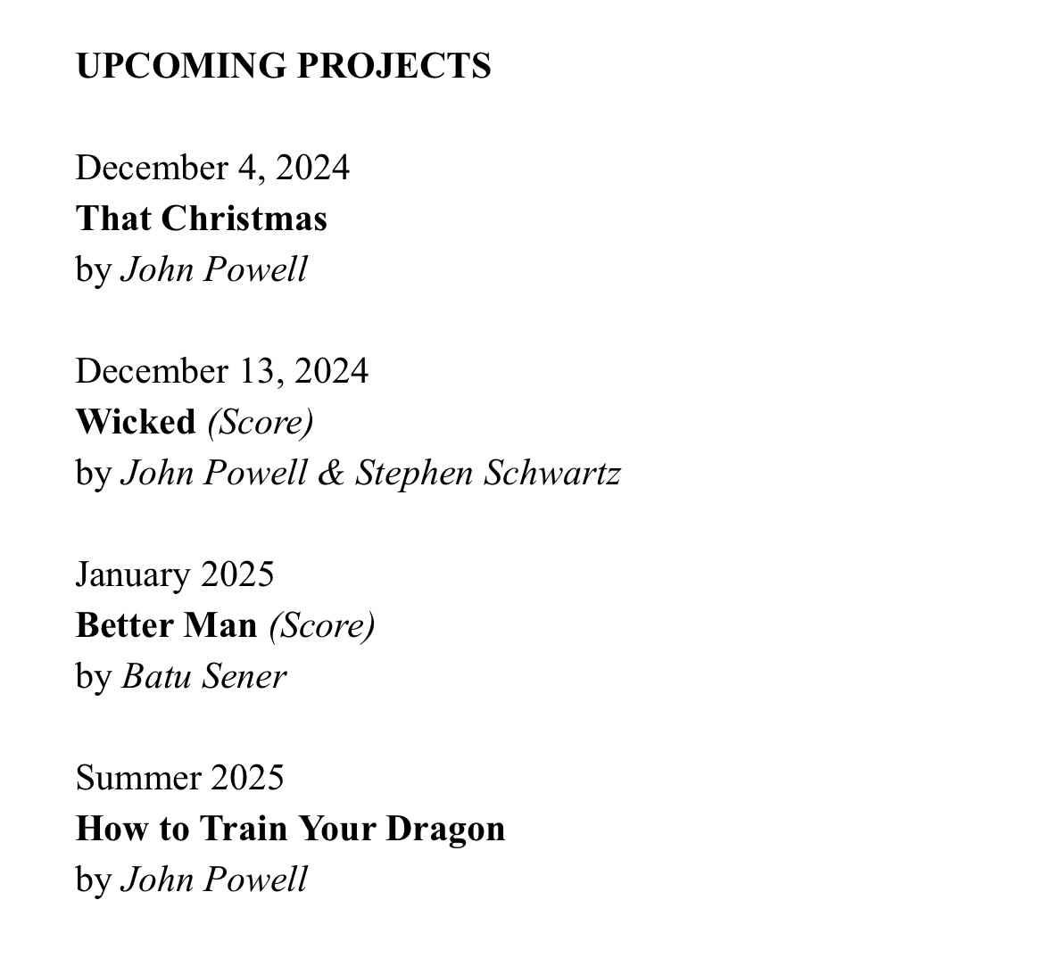 John Powell - Wicked Part One (2024), Score Album Coming December 13 ...