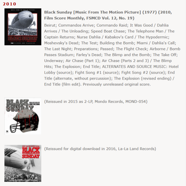BLACK SUNDAY - NEW 2025 LLL EDITION - JOHN WILLIAMS - JOHN WILLIAMS Fan ...